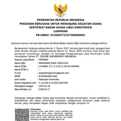 Sertifikat - RexLine